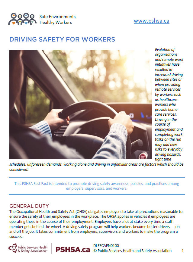 Public Services Health and Safety Association | Driving Safety for Workers